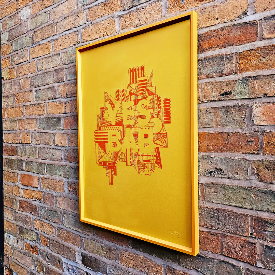 YES BAB A1 Screenprint - Framed, citrine / tomato – Punks & Chancers
